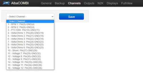 AlbaCombi Web-based Interface - AlbaCombi Analog to NMEA2000 Converter